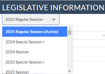 LIS Help | Bills and Resolutions - Navigating Sessions